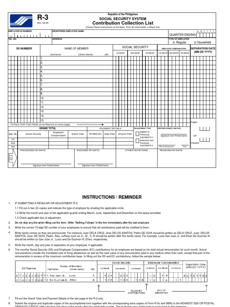 SSS R3 Contribution Collection List in Excel Format | PDF | Virtue ...