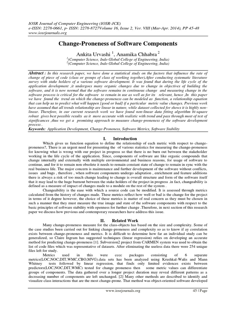 Change-Proneness of Software Components | PDF | Errors And Residuals | Regression Analysis