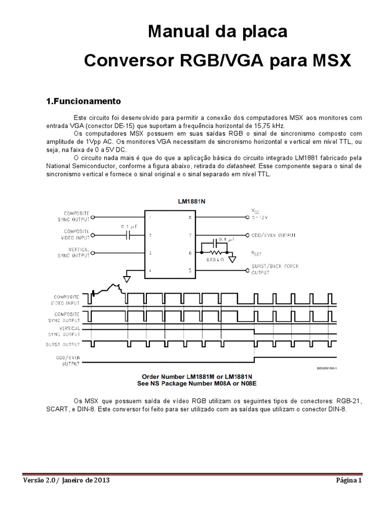 Placa MSX RGB Vga | PDF | Rede elétrica | Modelo de cores RGB