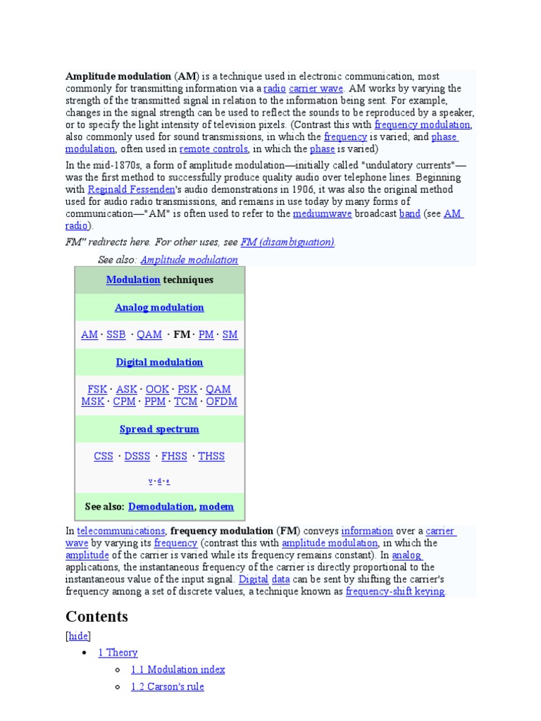 Amplitude Modulation (AM) Is A Technique Used in Electronic Communication, Most | Download Free ...