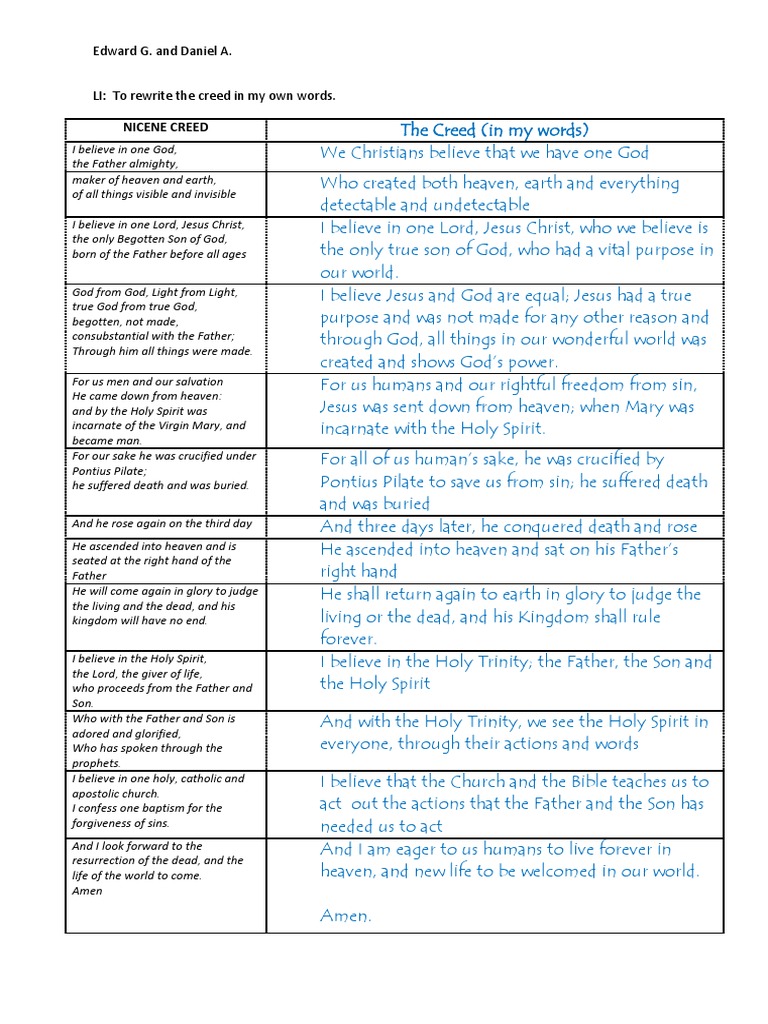 Personal Creed | PDF | Glory (Religion) | Jesus