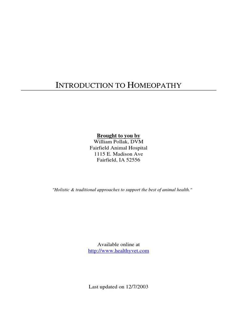 Introduction To Homeopathy | PDF | Homeopathy | Medicine