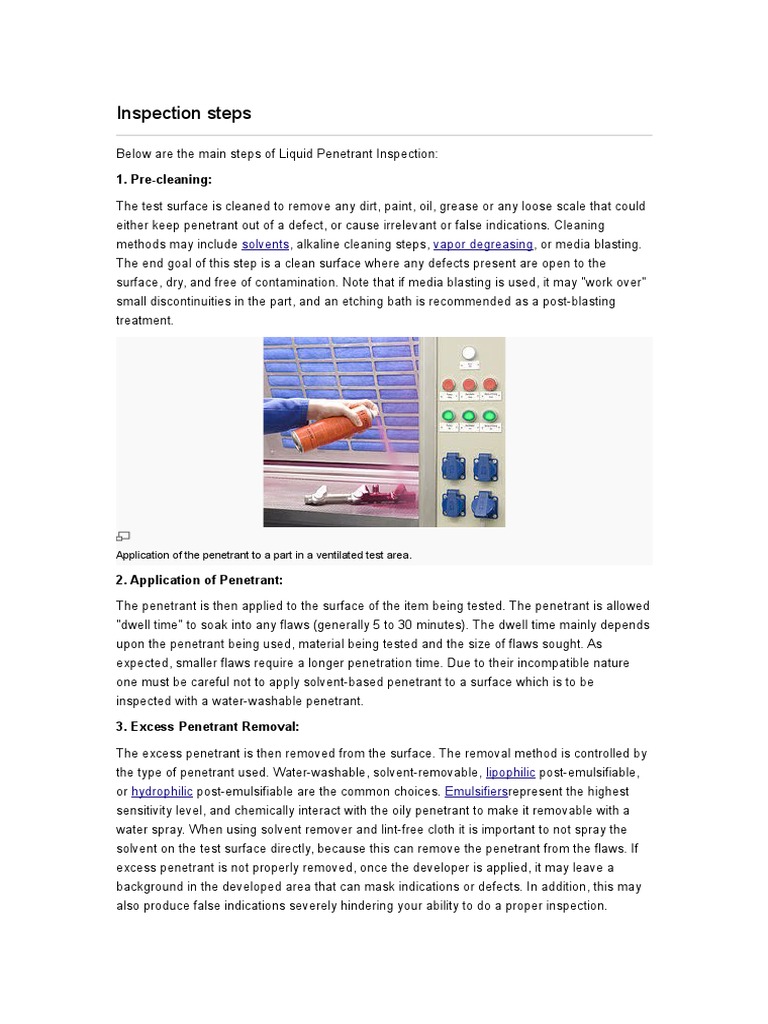 Inspection Steps | PDF | Applied And Interdisciplinary Physics | Materials
