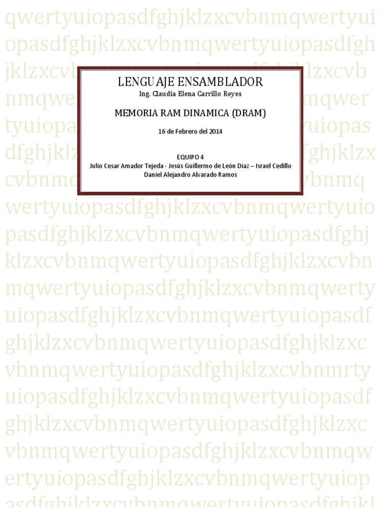 U1 - Equipo 4 - Memoria RAM Dinamica | PDF | Memoria dinámica de acceso ...