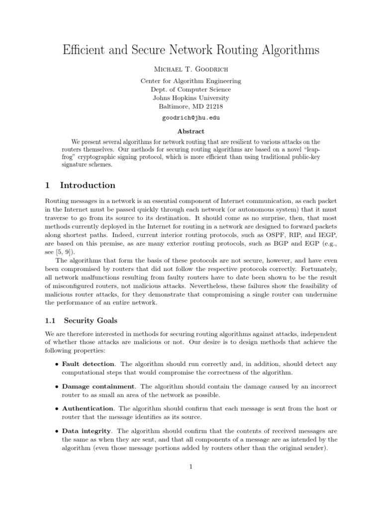 E Cient and Secure Network Routing Algorithms | PDF | Routing | Public ...