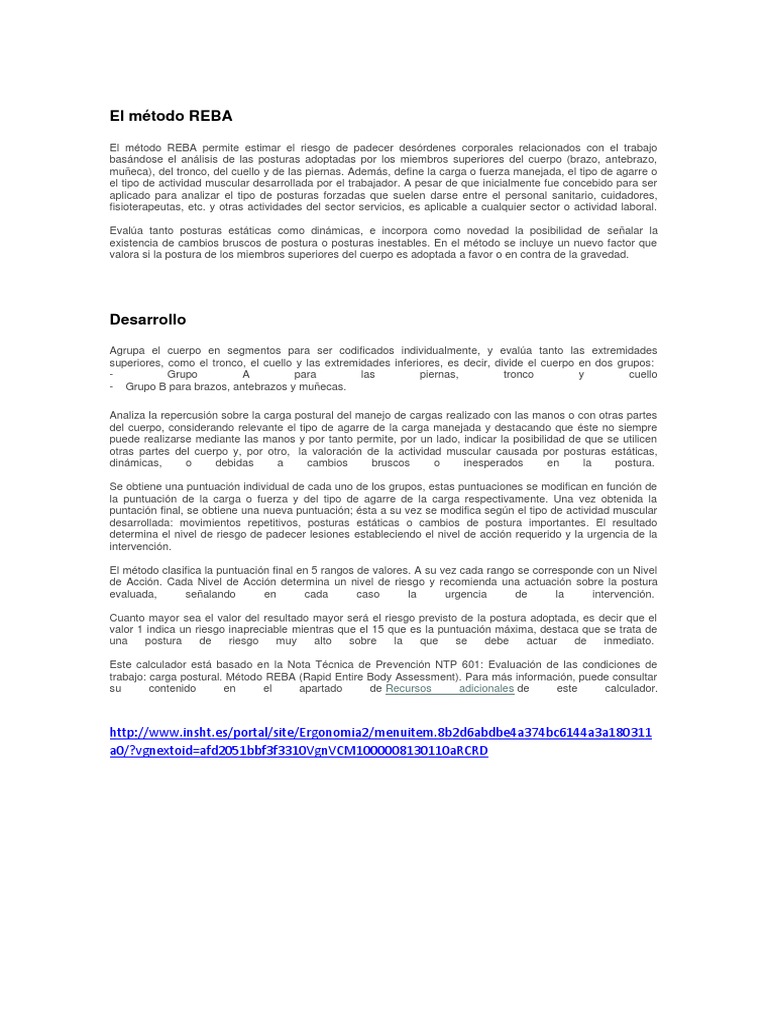 El Método Reba Rula y Owas | PDF | Músculo | Factores humanos y ergonomía