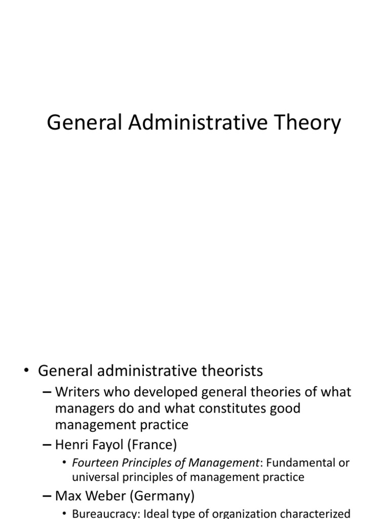 General Administrative Theory | Bureaucracy | Hierarchy