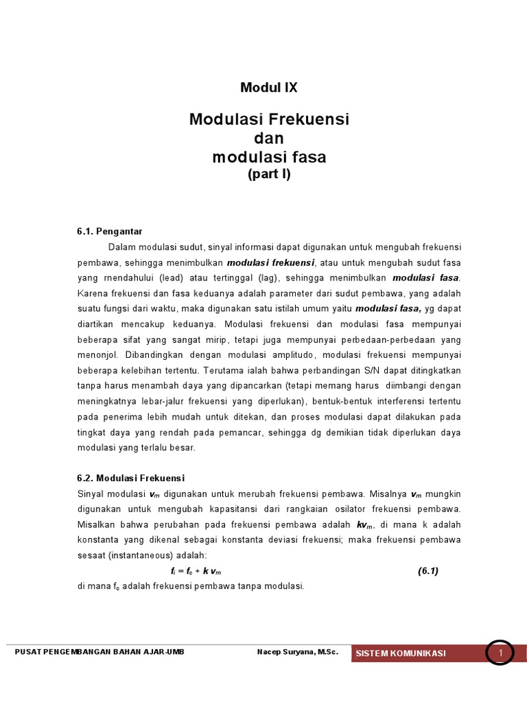 Modulasi Frekuensi Dan Modulasi Fasa | PDF