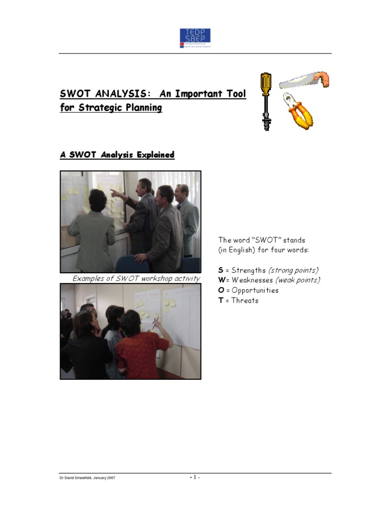 Swot Analysis An Important Tool For Strategic Planning Pdf Swot