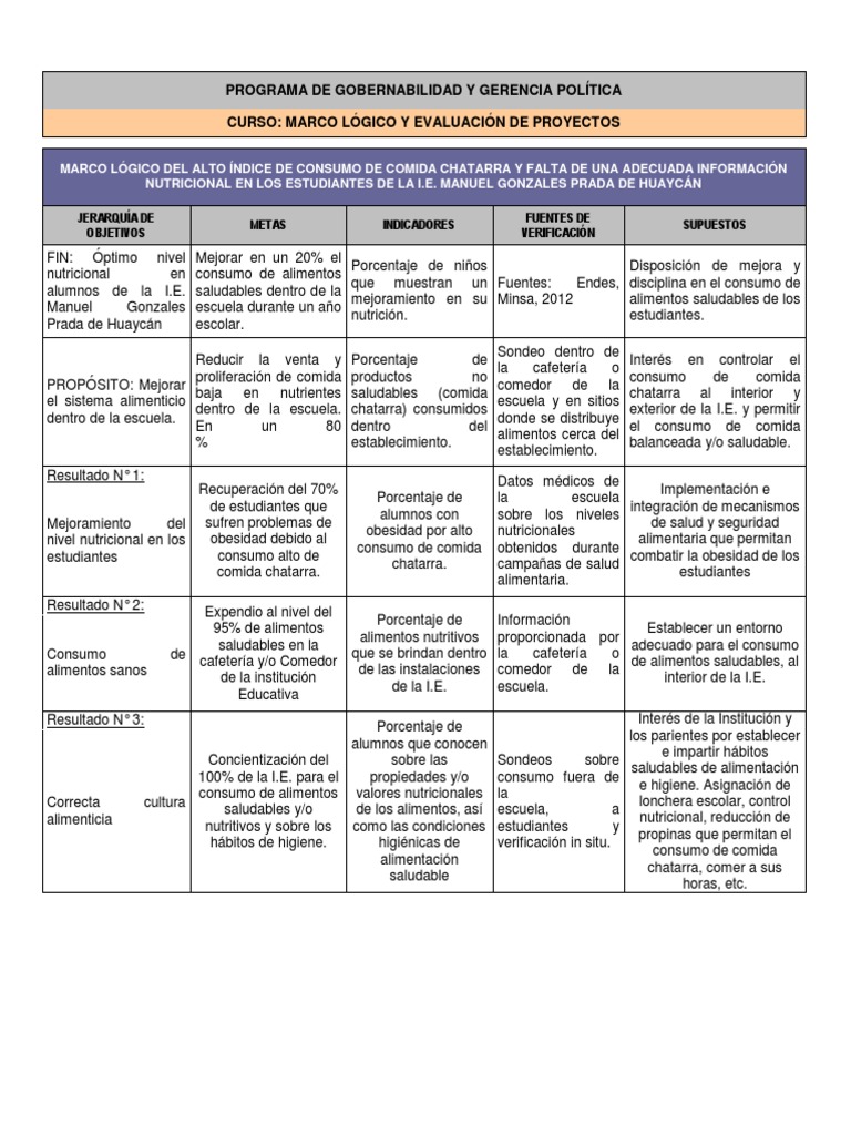 Matriz de Marco Lógico