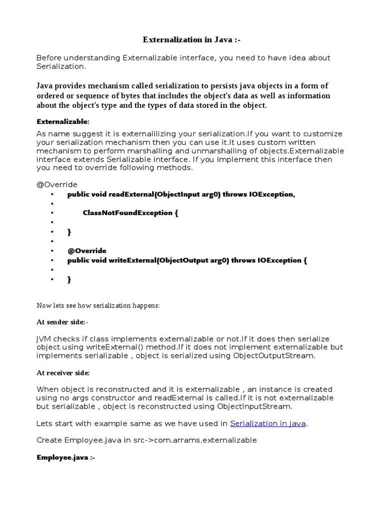 Externalization | PDF | Object Oriented Programming | Computer Engineering