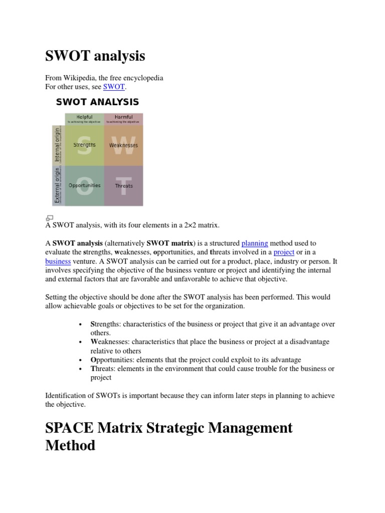 SWOT Analysis | PDF | Finance & Money Management