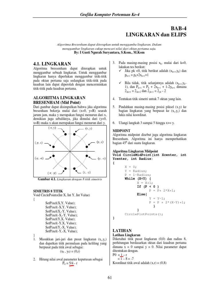 Algoritma Lingkaran | PDF