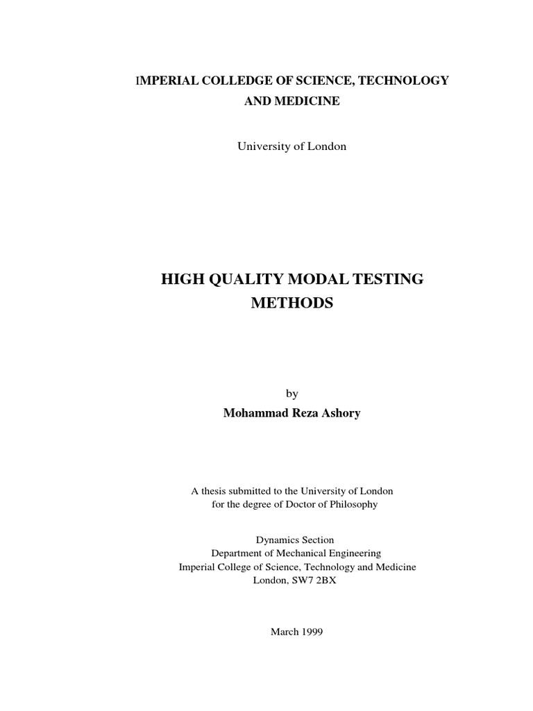 High Quality Modal Testing Methods | PDF | Matrix (Mathematics ...