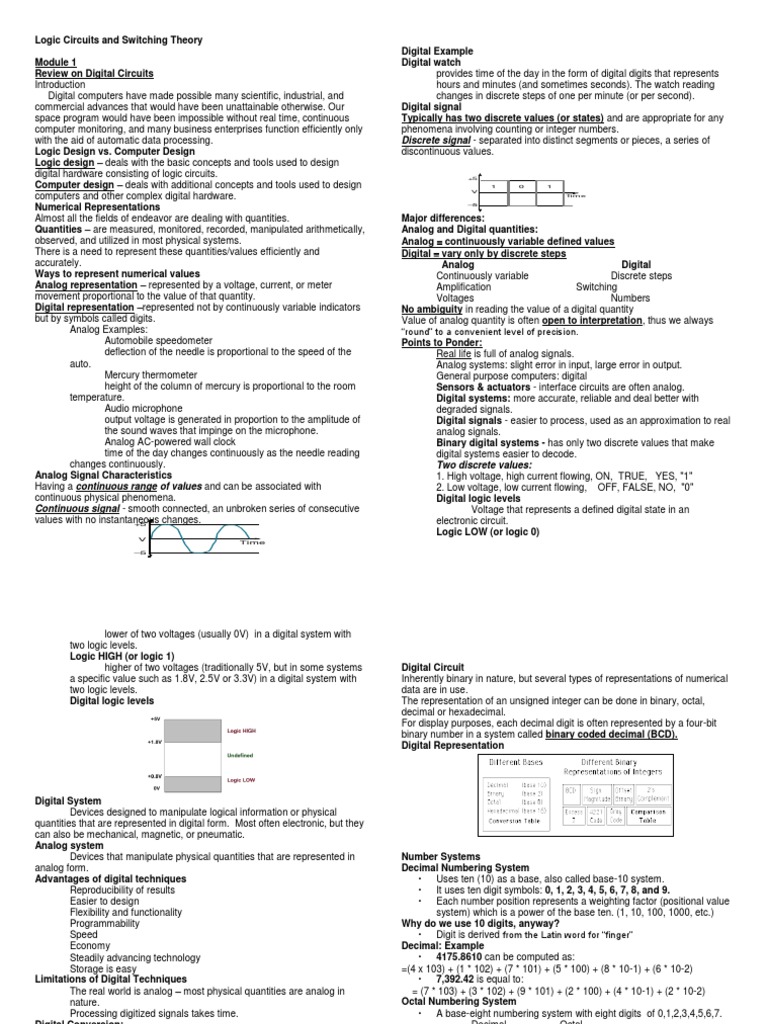 Lecture Notes On Logic Circuits | PDF | Digital Signal | Boolean Algebra