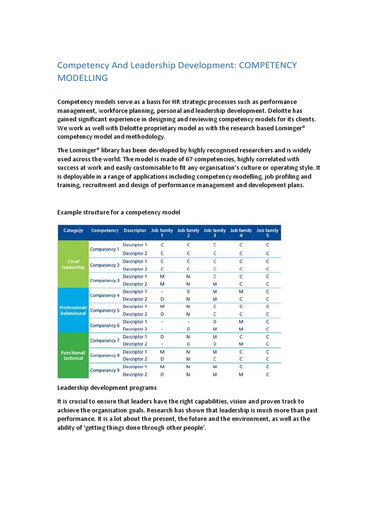 Competency and Leadership Development | PDF
