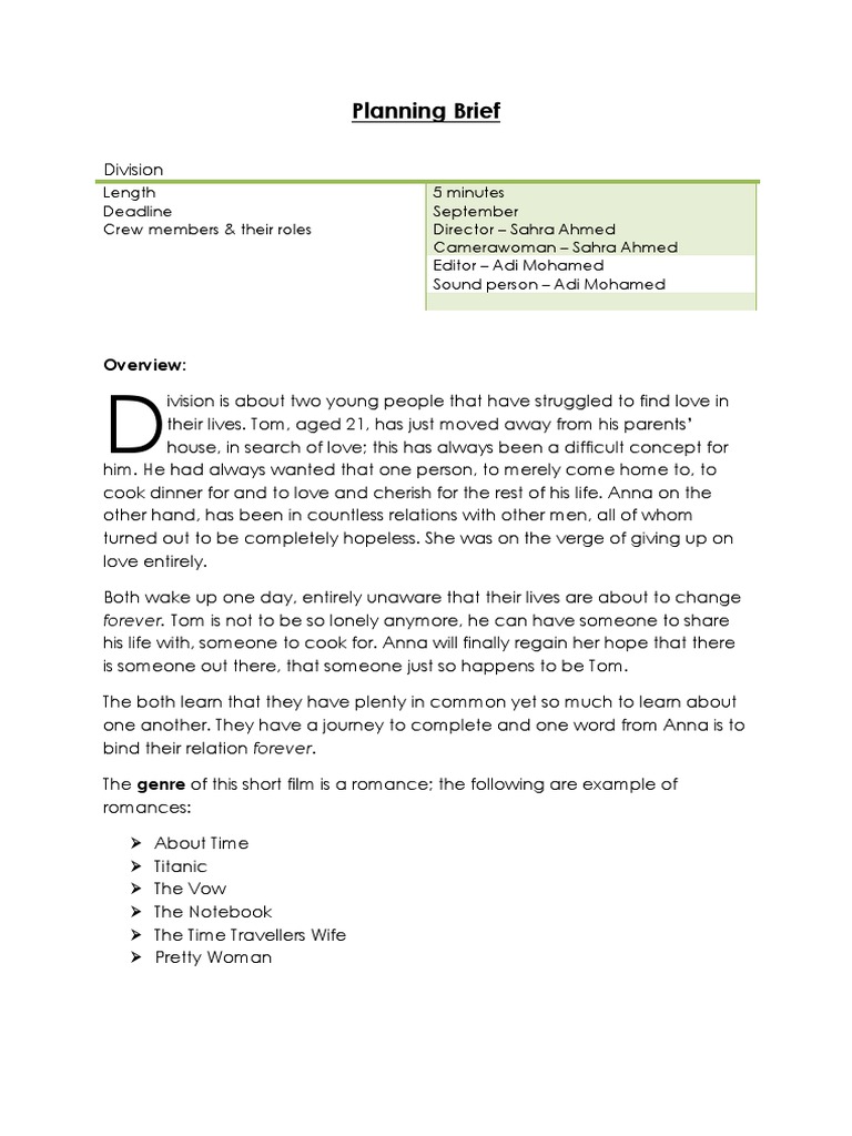 Planning Brief | PDF