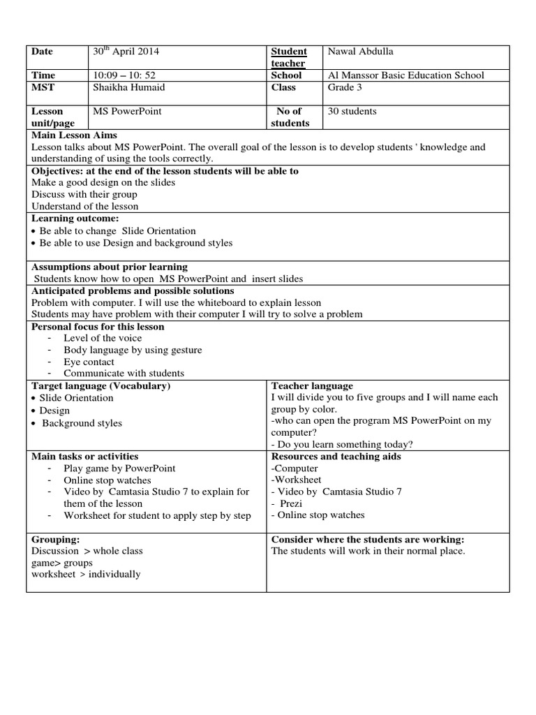 grade 3-1 | Microsoft Power Point | Teachers