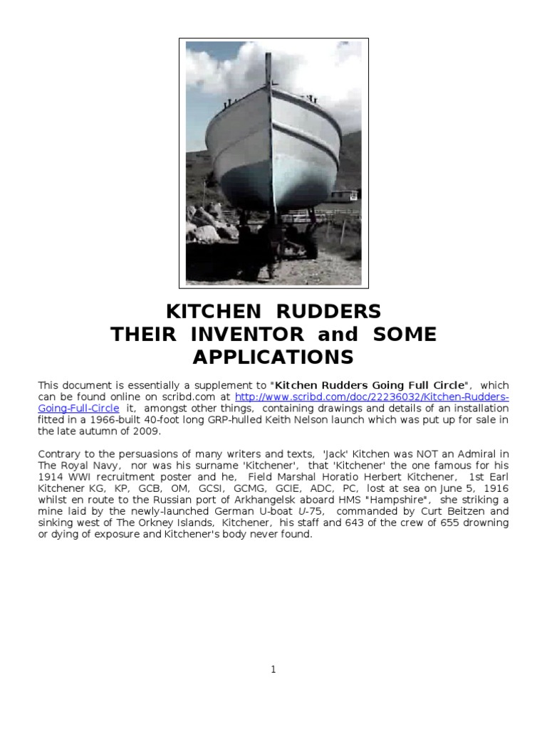 Kitchen Rudders: Invention and Applications | PDF | Rudder | Propeller