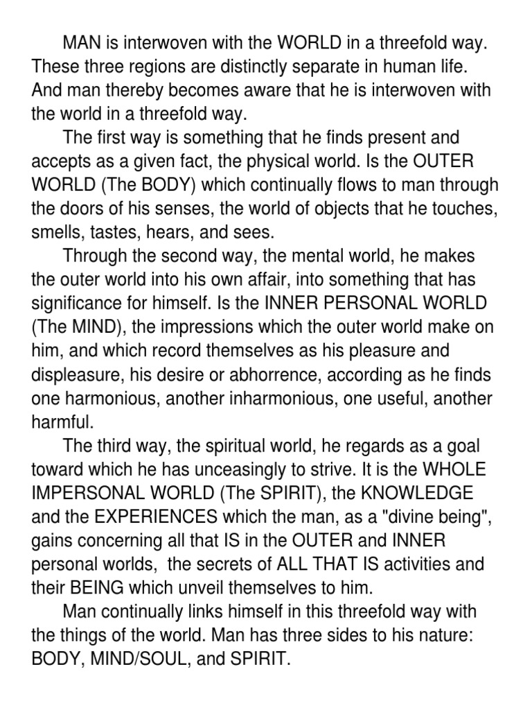 Understanding Man's Threefold Nature | PDF | Mind | Soul