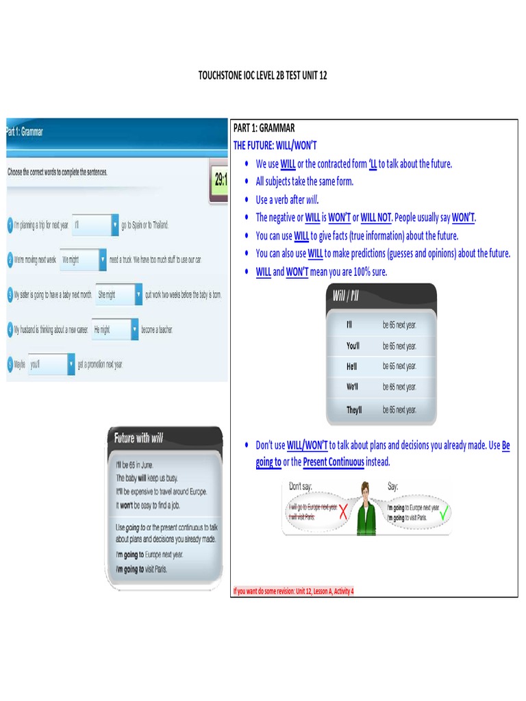 TS 2B Unit 12 Test | PDF | Verb | Syntax