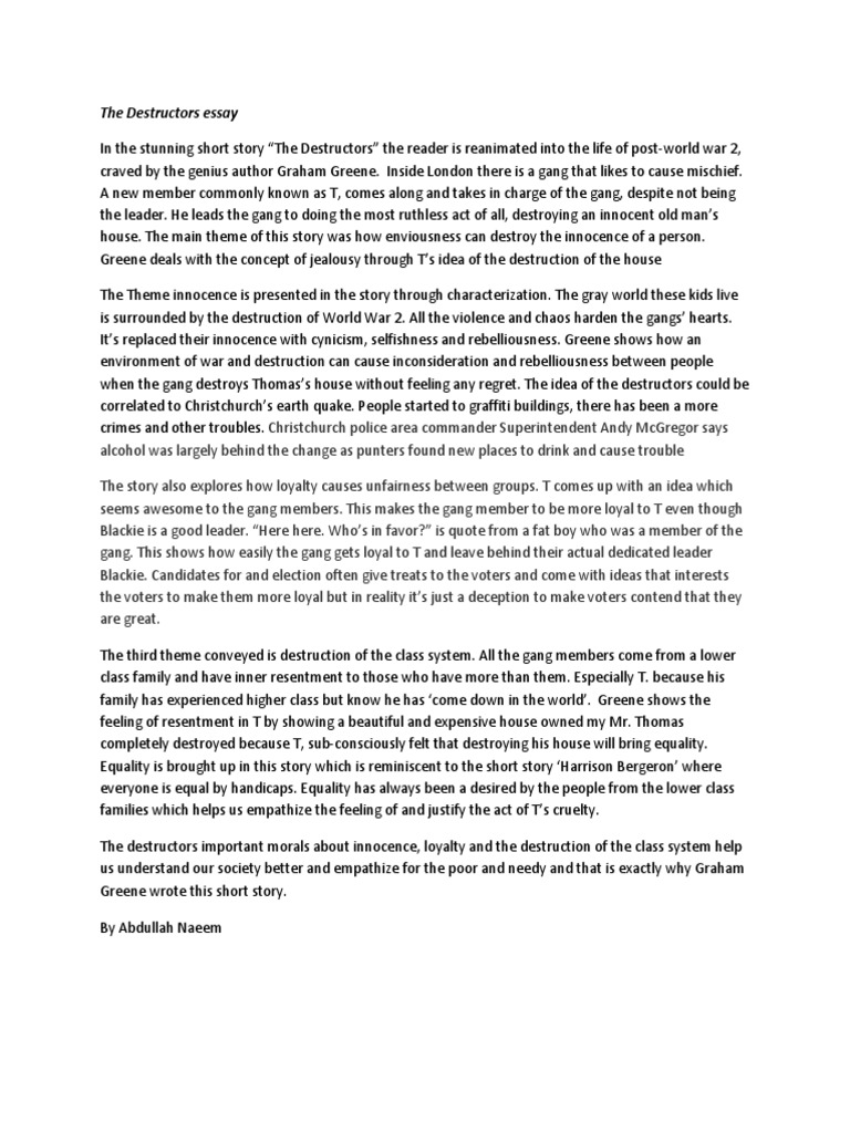 The Destructors Essay | PDF