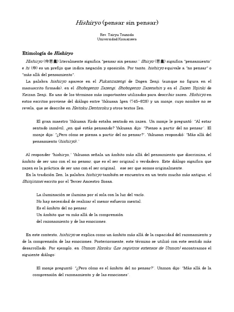 Hishiryo: Más Allá del Pensamiento | PDF | zen | Mente
