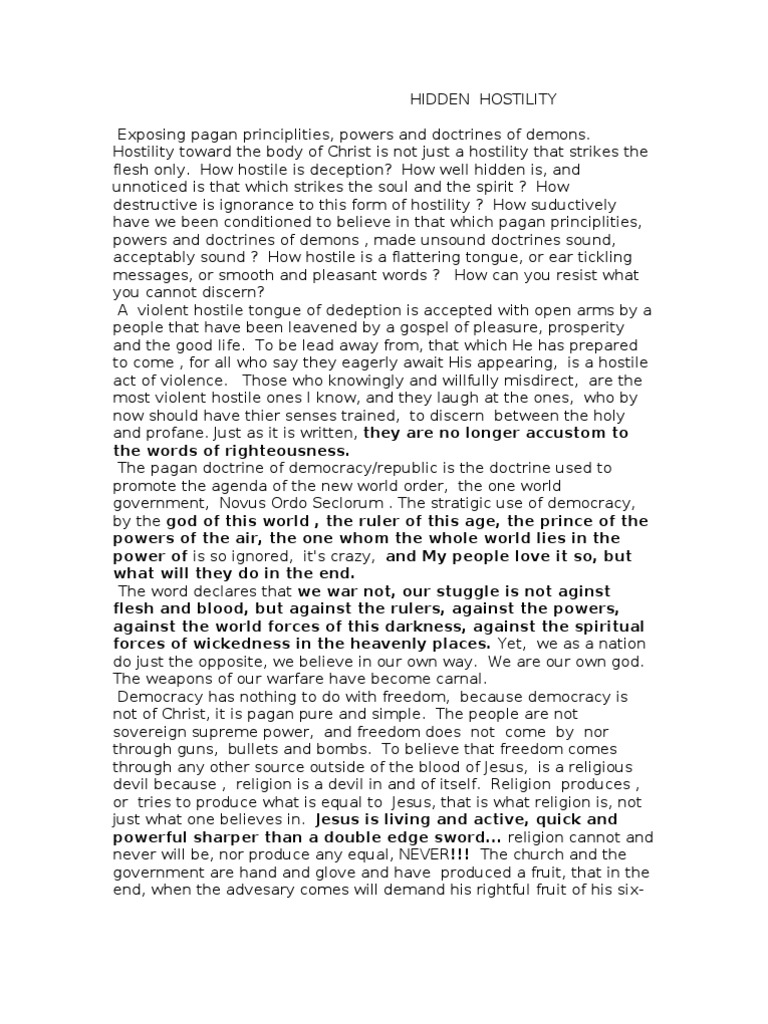 Hidden Hostility | PDF | Devil | Jesus