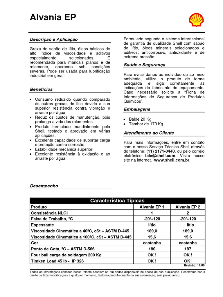 Graxa Shell Alvania EP PDF | PDF | Ciências e Matemática