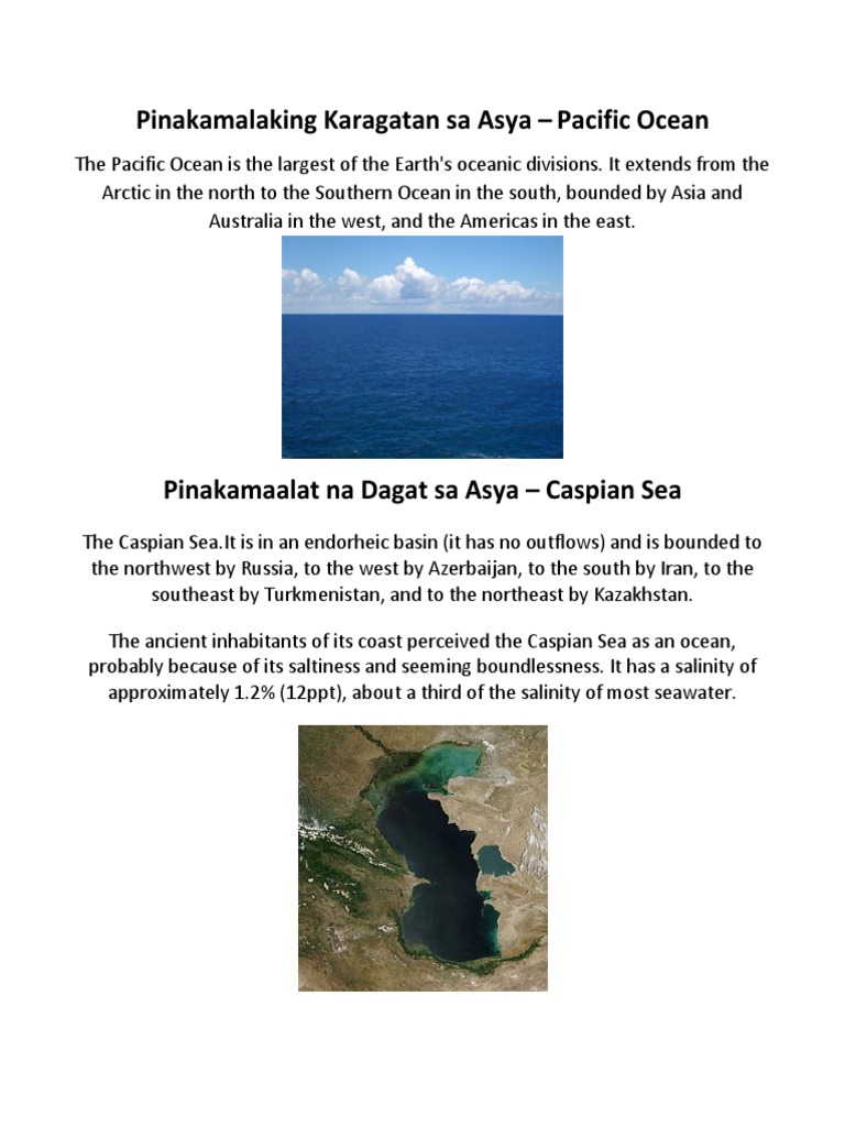 Pinakamalaking Karagatan Sa Asya | PDF | Hydrography | Physical Geography