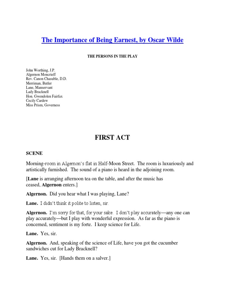The Importance of Being Earnest | PDF | The Importance Of Being Earnest