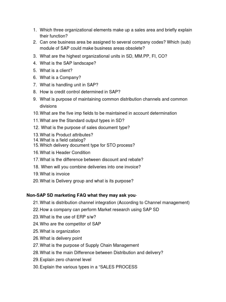 Sap SD Faq | PDF | Computing | Business