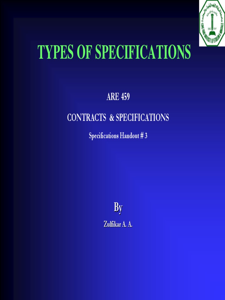 Course Presentations 7 3 Types of Specifications | PDF | Specification ...