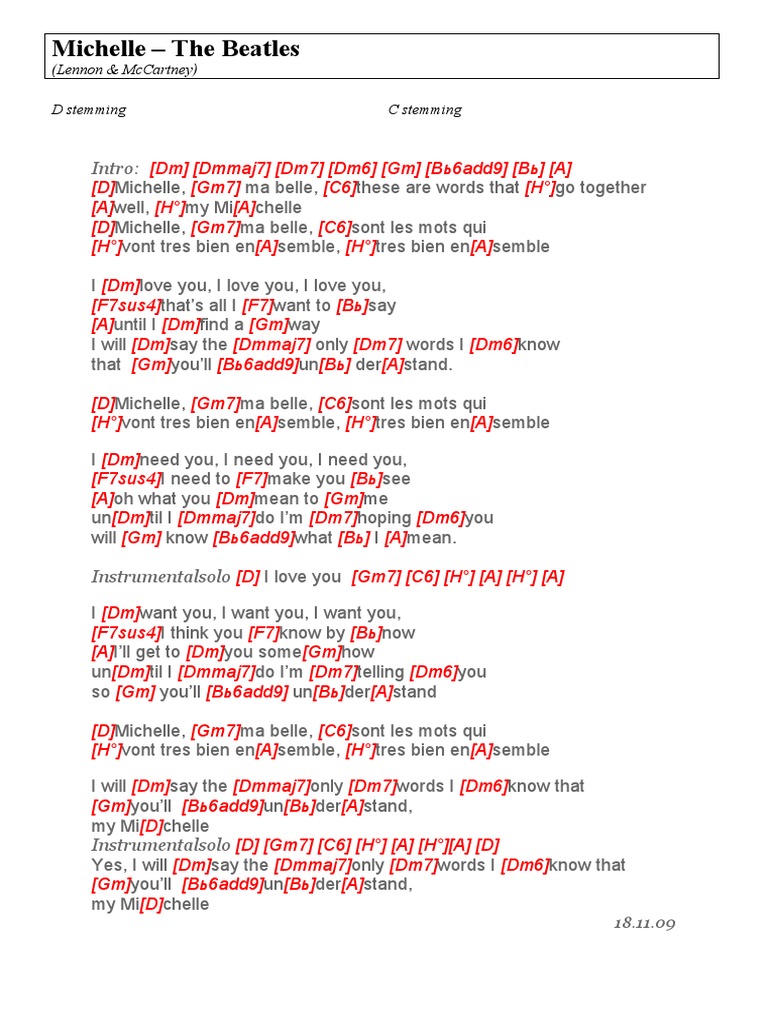 Michelle Chords and Lyrics PDF | PDF