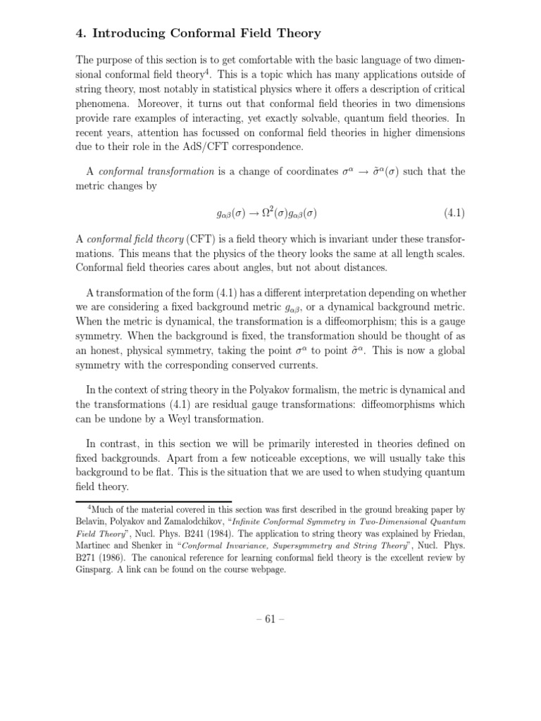 Introducing Conformal Field Theory | PDF