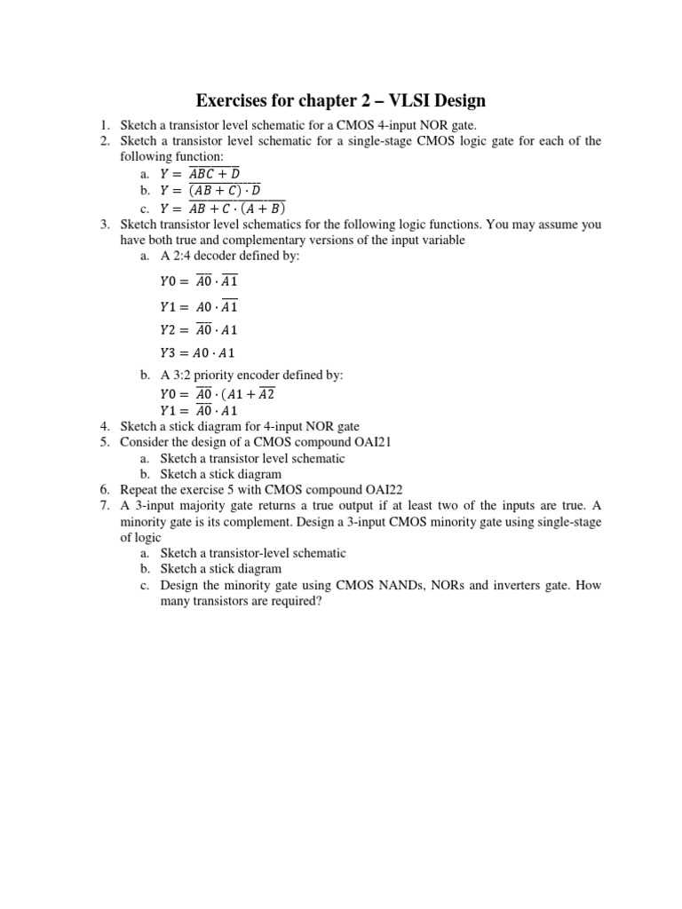 VLSI Design Exercises: CMOS Gates | PDF