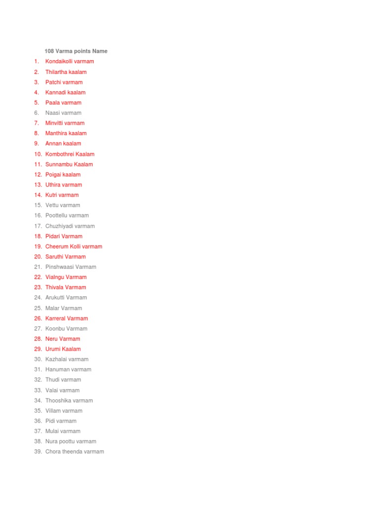 108 Varma Points | PDF