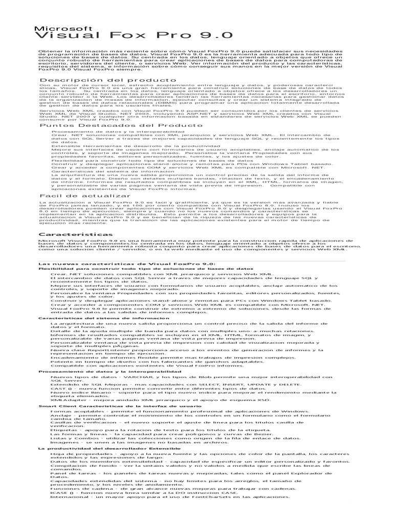 Visual Fox Pro 9.0 | PDF | Bases de datos | Ingeniería Informática