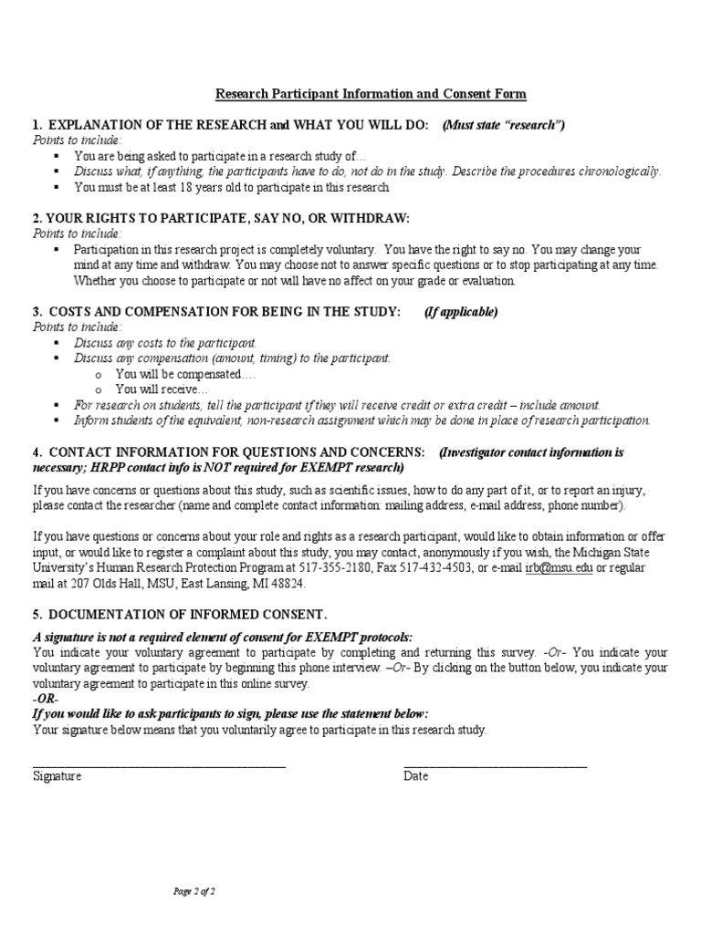 Research Participant Consent Form | PDF