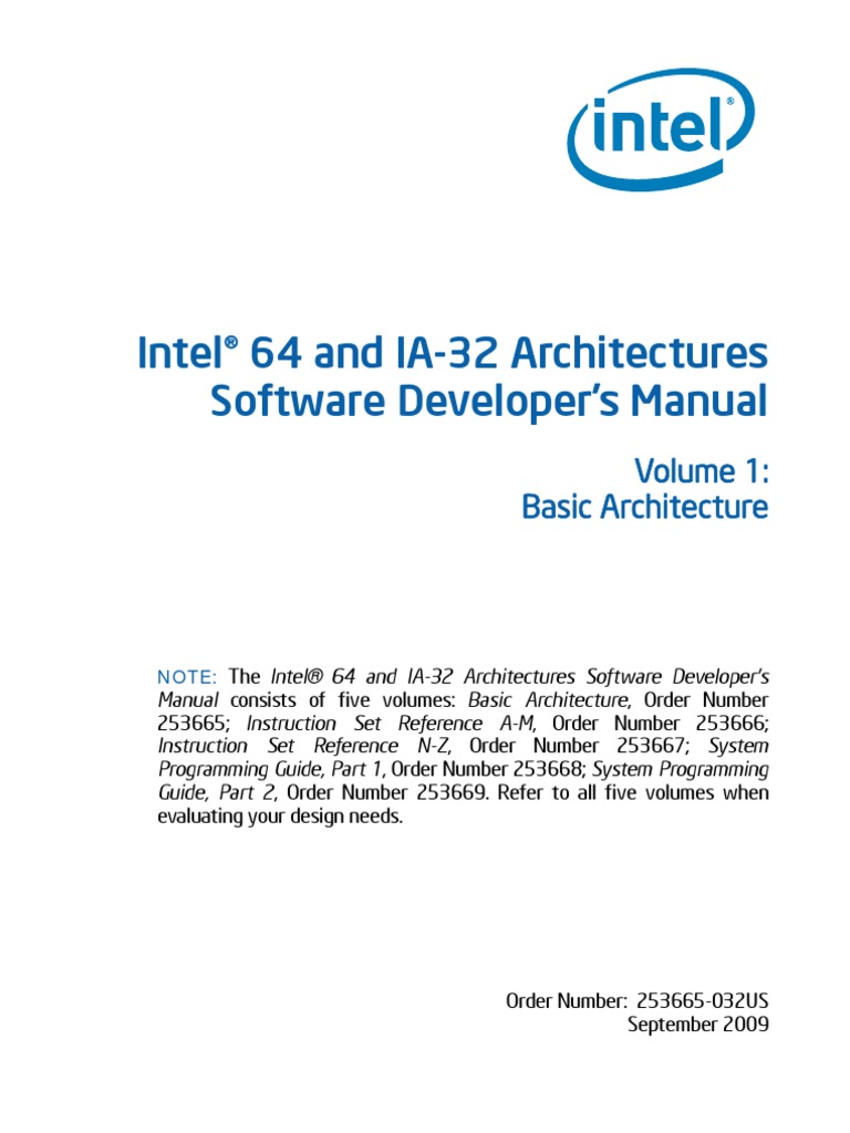 Intel 64 and IA-32 Architectures Software Developers Manual - Volume 1 - Basic Architecture ...