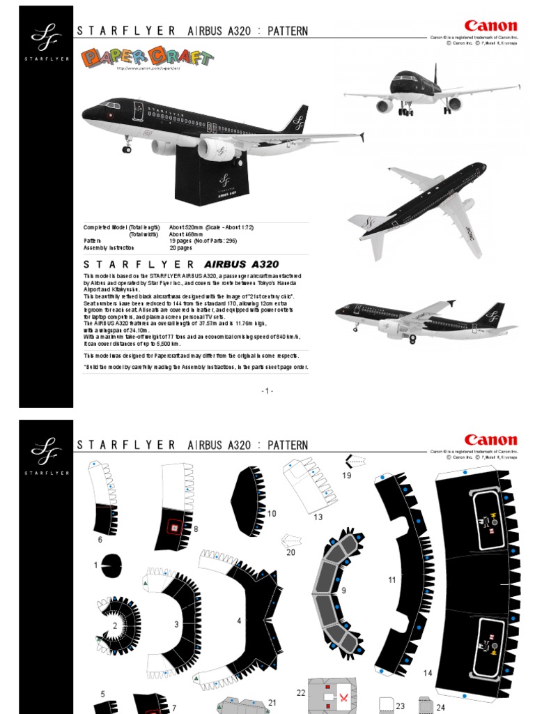 Papercraft STARFLYER A320 Model Guide | PDF | Airbus | Vehicles