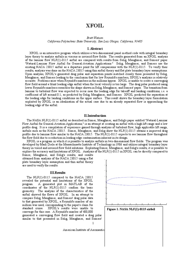 XFOIL | PDF | Airfoil | Lift (Force)