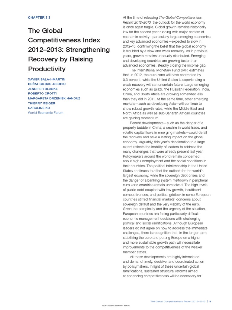 Global Competitiveness Index 2012-2013 | PDF | Competitiveness | Economics