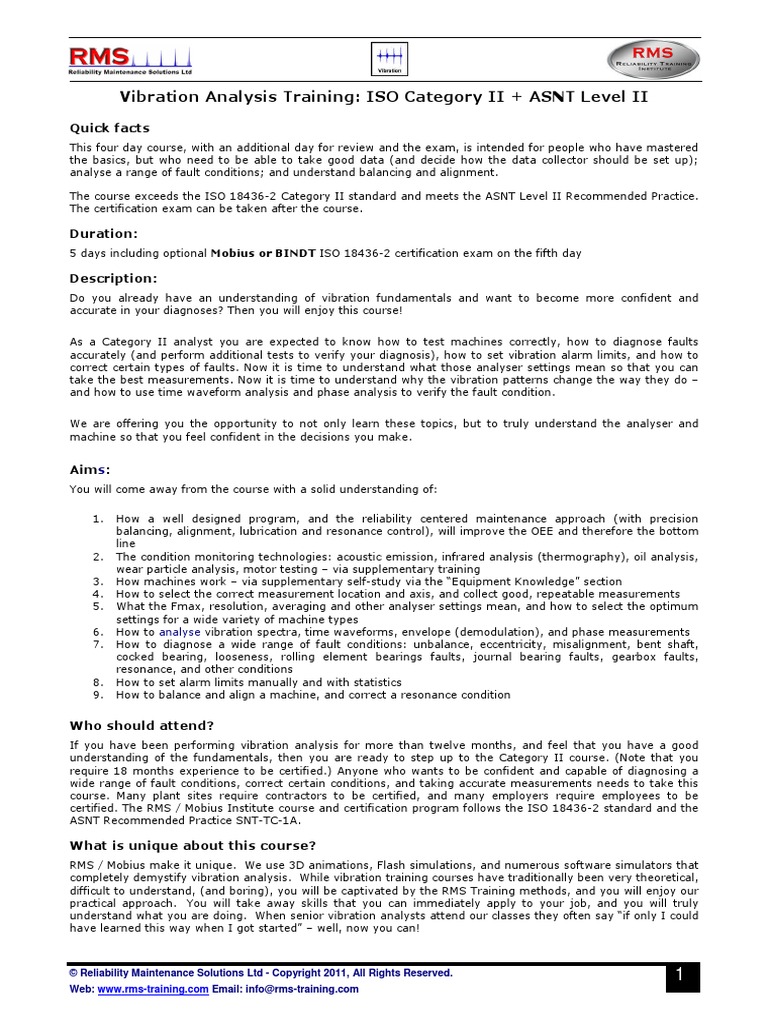 Vibration Analysis - Iso Cat II Asnt Level II 1331196230 | Mechanical ...