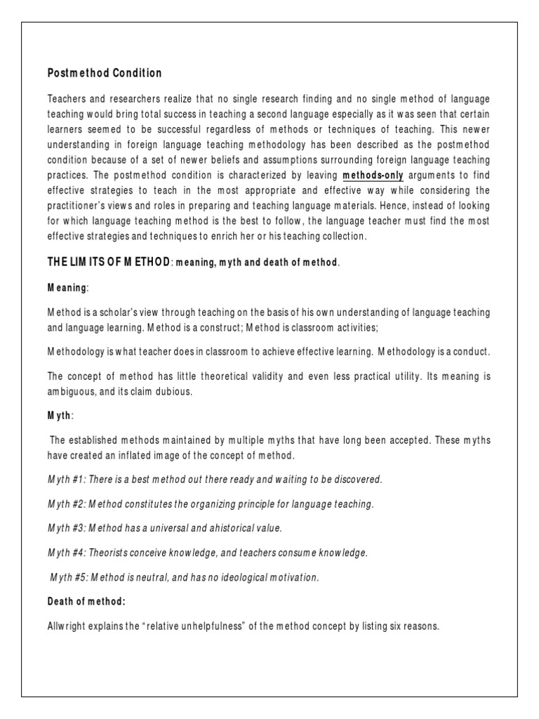Postmethod Language Teaching Insights | PDF | Language Education | Teachers