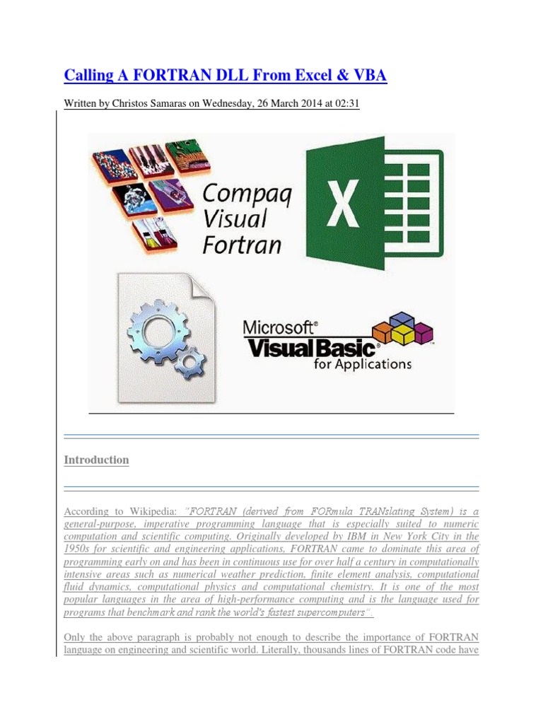 Calling A Fortran DLL From Excel | PDF | Reynolds Number | Subroutine