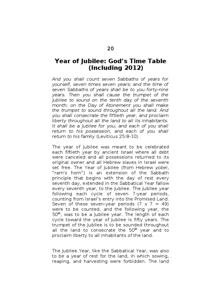 20 Year of Jubilee: God's Time Table (Including 2012) | Download Free ...