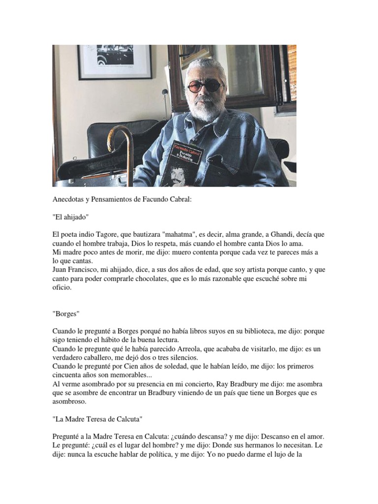Anecdotas y Pensamientos de Facundo Cabral | PDF | Madre Teresa | Perdón