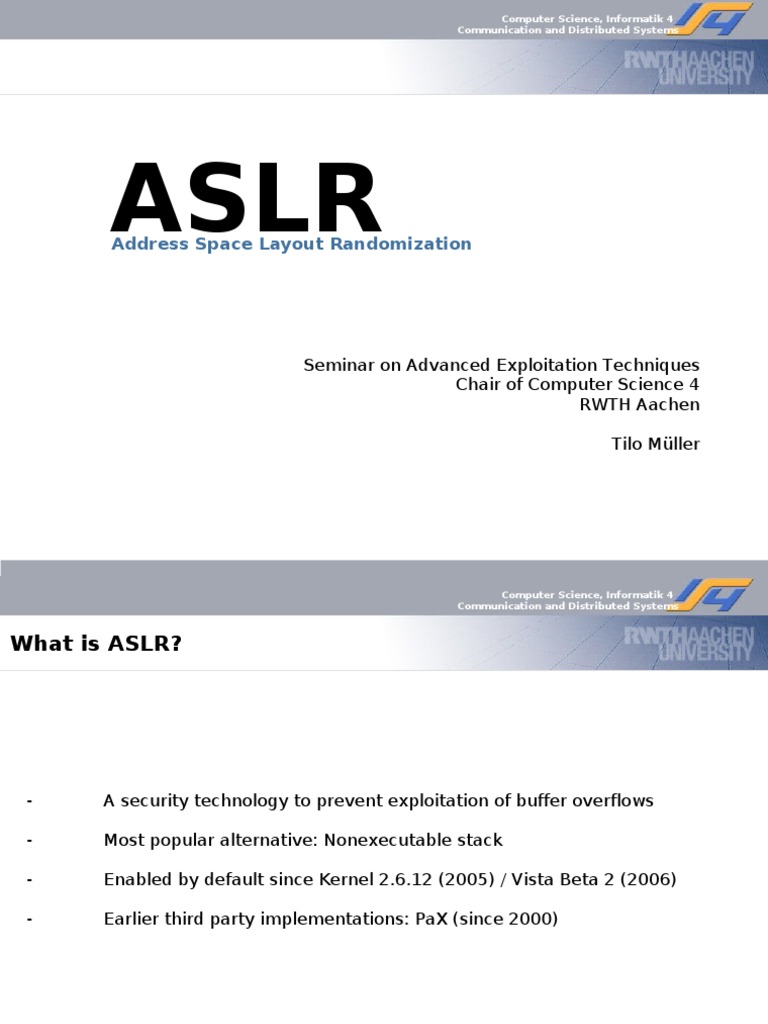 Aslr Address Space Layout Randomization Distributed Computing Data