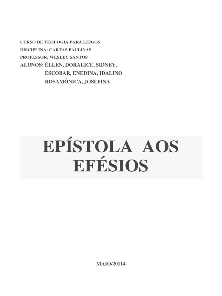 A Carta Aos Efésios TEXTO | PDF | Apóstolo Paulo | Santo